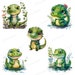 Cute Baby Crocodile Clipart Bundle, Crocodile PNG, Dino Png, Watercolor ...