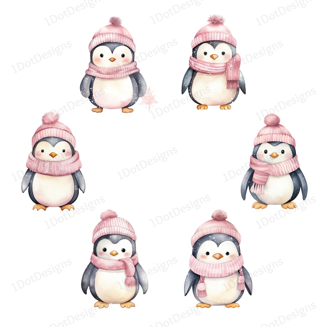 Pink Penguin Clipart Bundle, Christmas PNG, Christmas Clipart, Baby ...