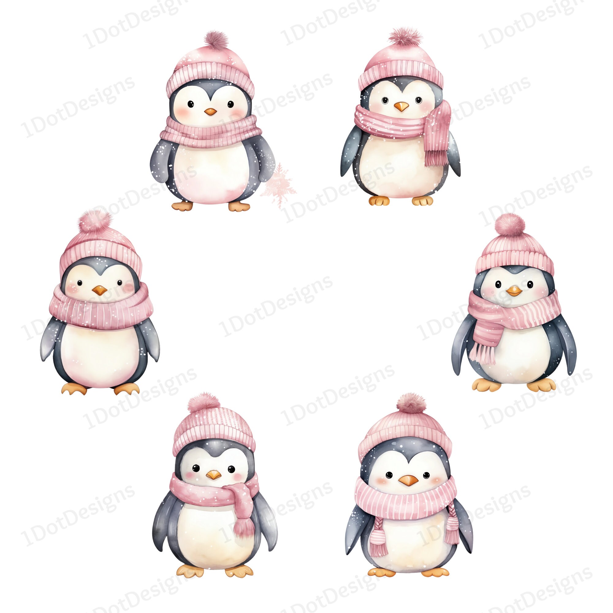 Pink Penguin Clipart Bundle, Christmas PNG, Christmas Clipart, Baby ...
