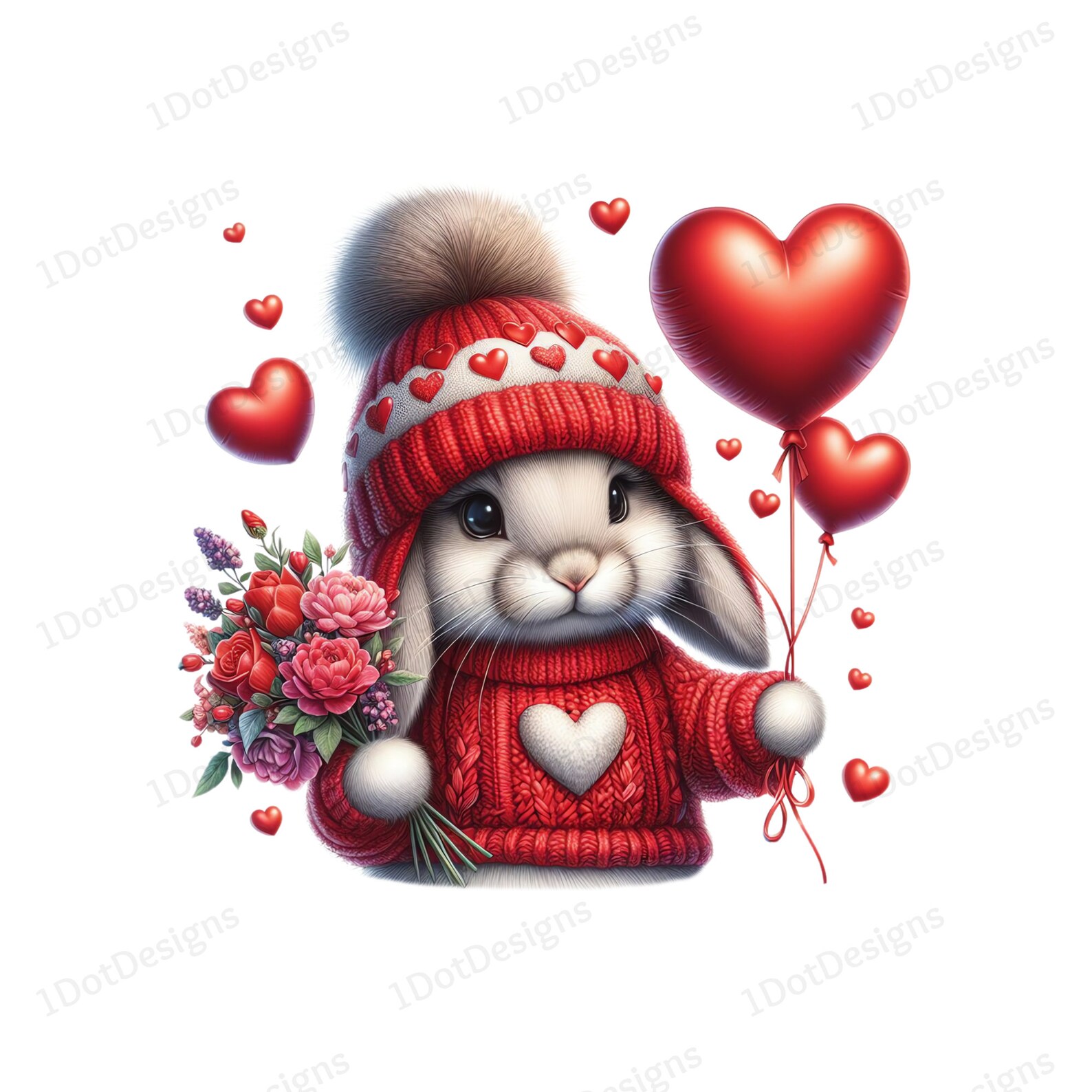 Valentine Bunny Clipart Bundle, Valentines Day Clipart, Love Clipart ...