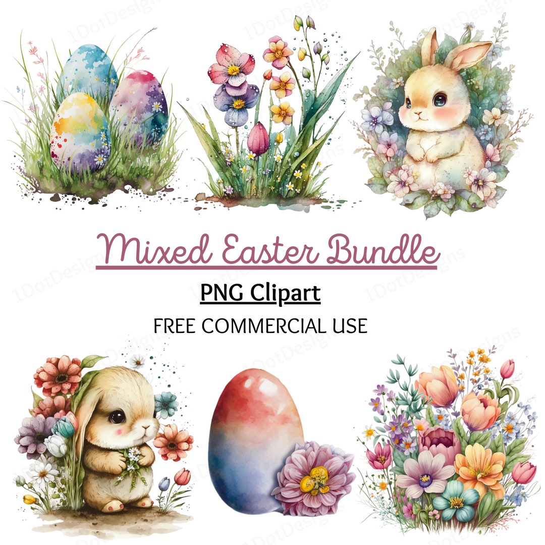 Pastel Easter Clipart Bundle, Easter PNG, Watercolor Clipart, Easter ...