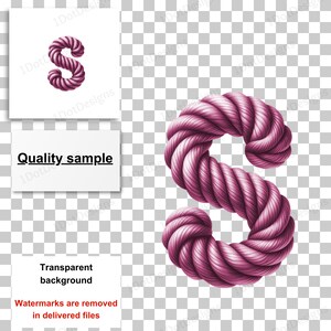 36 Pink Rope Alphabet and Numbers Clipart Bundle, Rope PNG, Rope ...