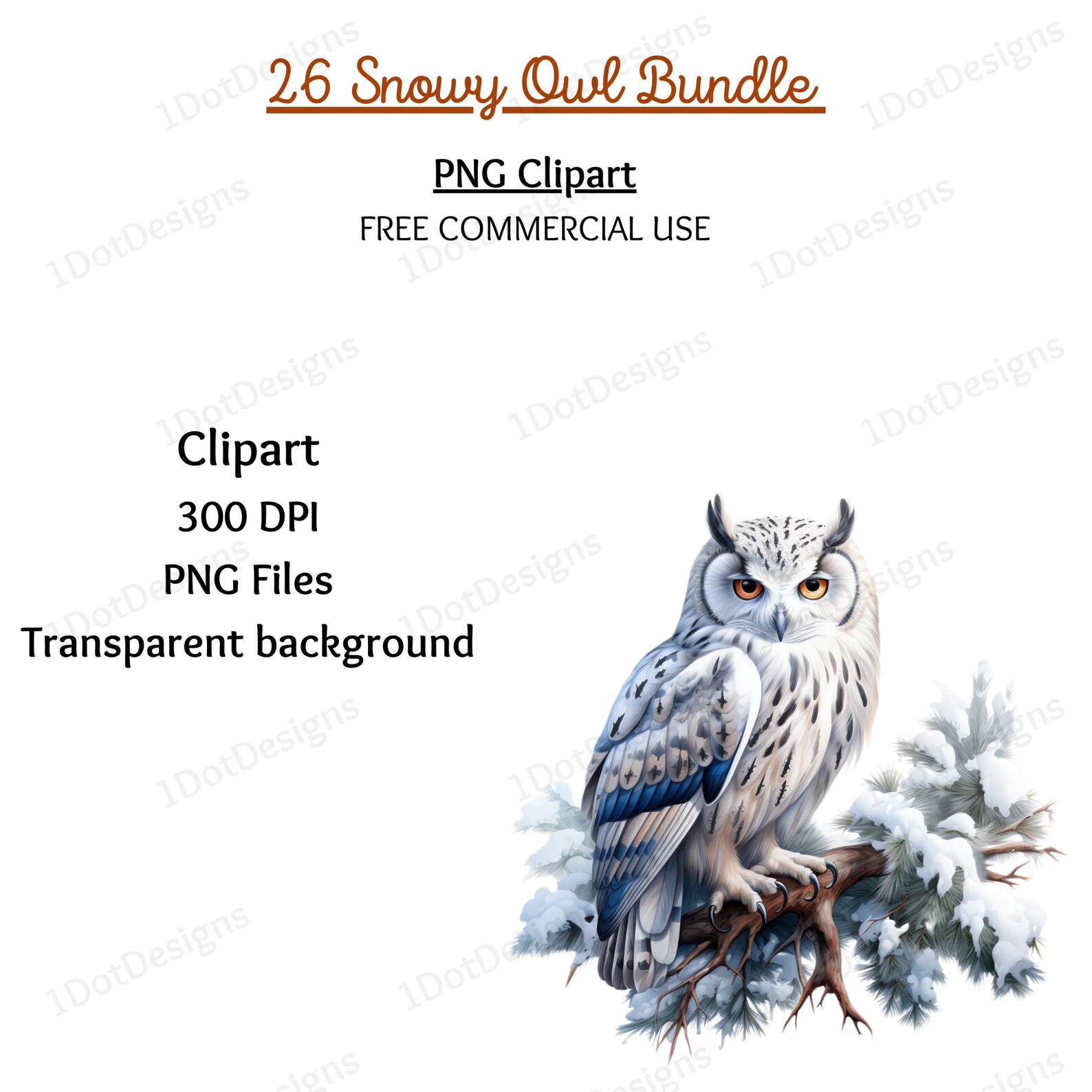 Snowy Owl Clipart Bundle, Snowy Owl PNG, Nature Clipart, Arctic Bird ...