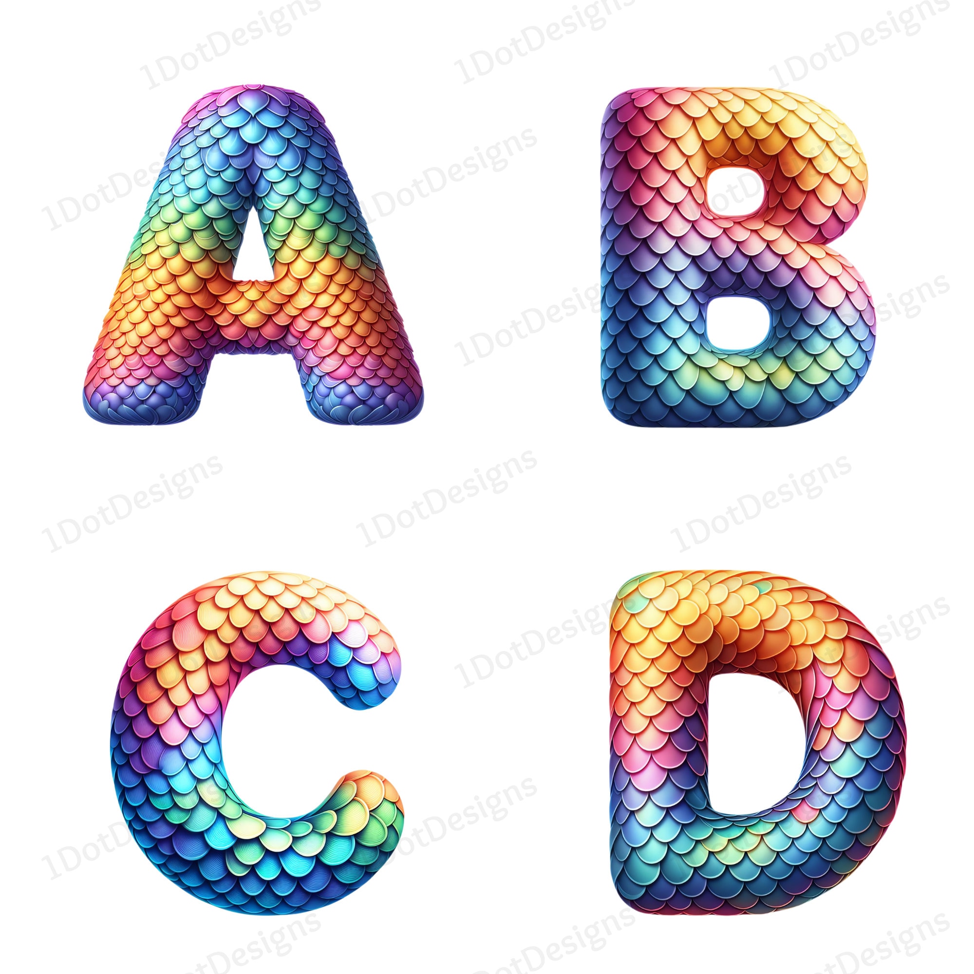 36 Dragon Scales Alphabet Clipart Bundle, Fantasy Font, Letters Clipart ...