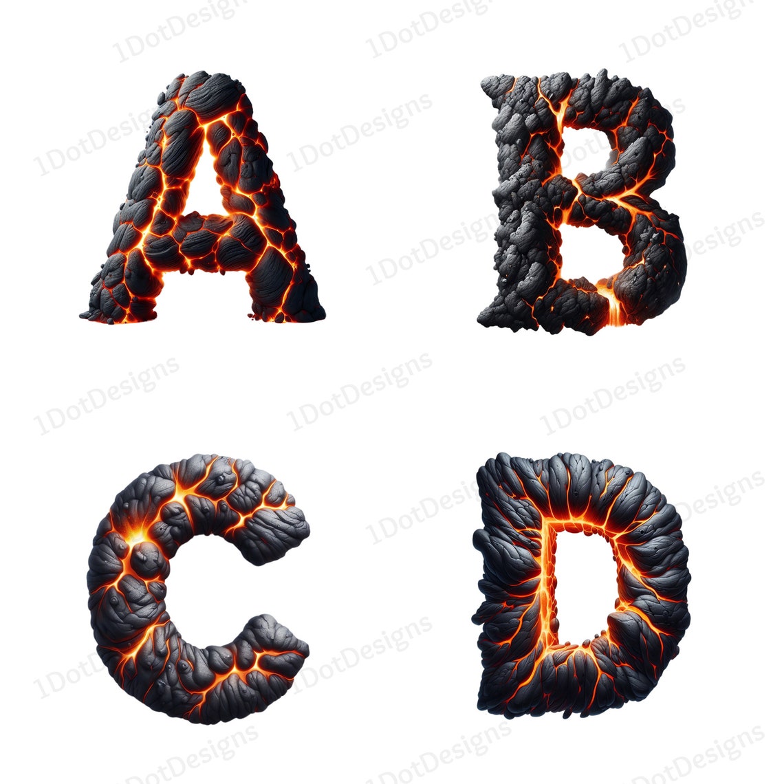 36 Lava Alphabet Clipart Bundle, Volcano PNG, Letters Clipart, Fire ...
