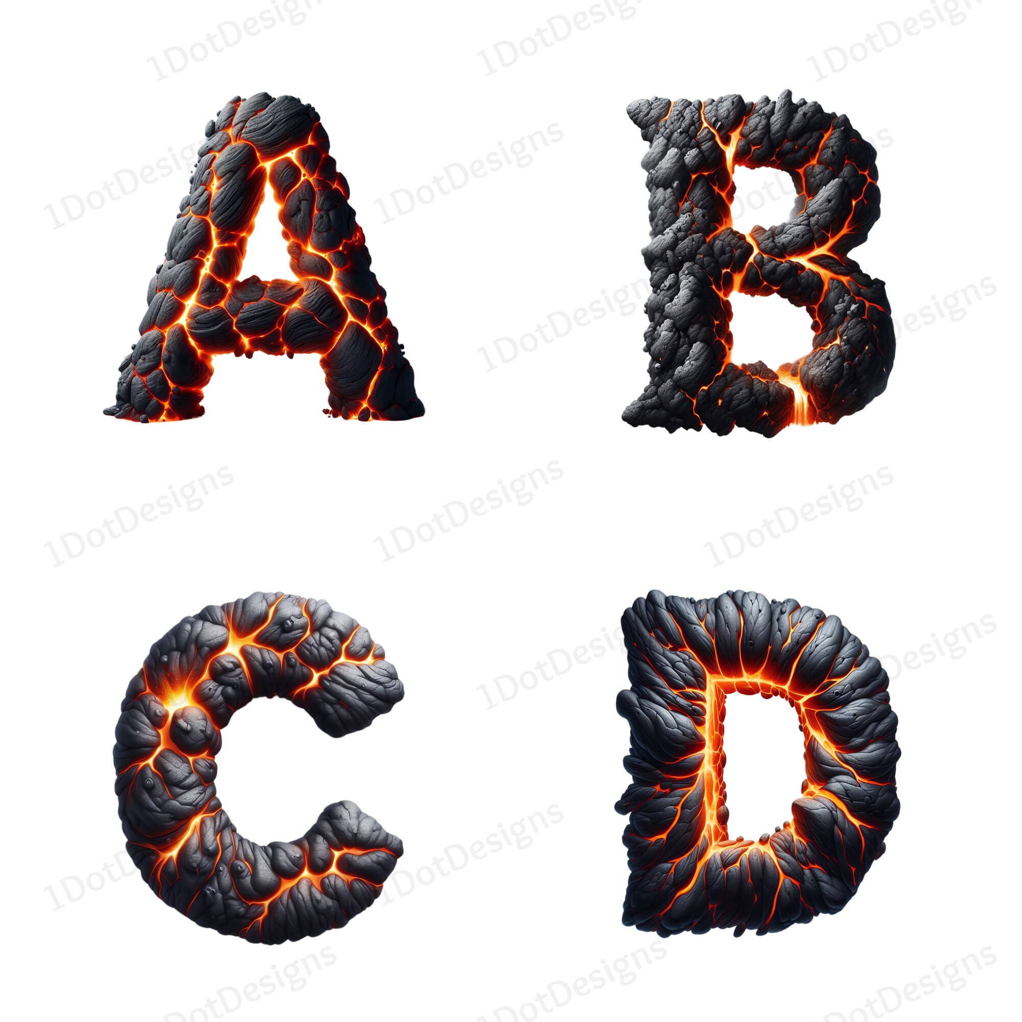 Lava Alphabet Clipart Bundle, Volcano Font, Fire Letters (digital ...