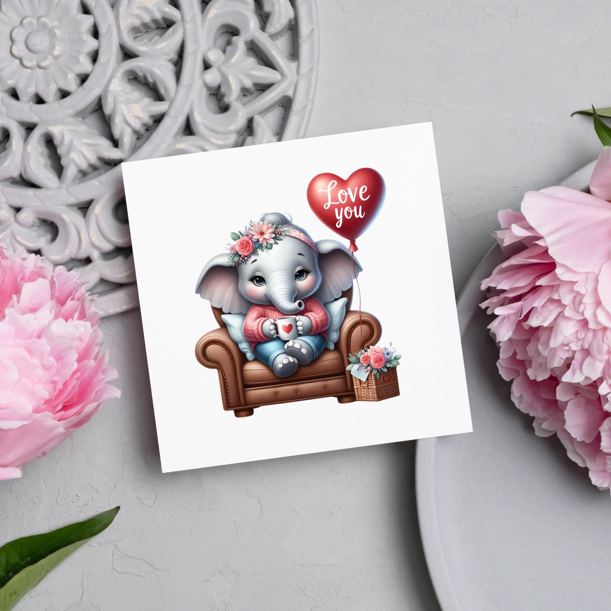 Valentines Elephant Clipart, Valentines Day Clipart, Love You Clipart ...