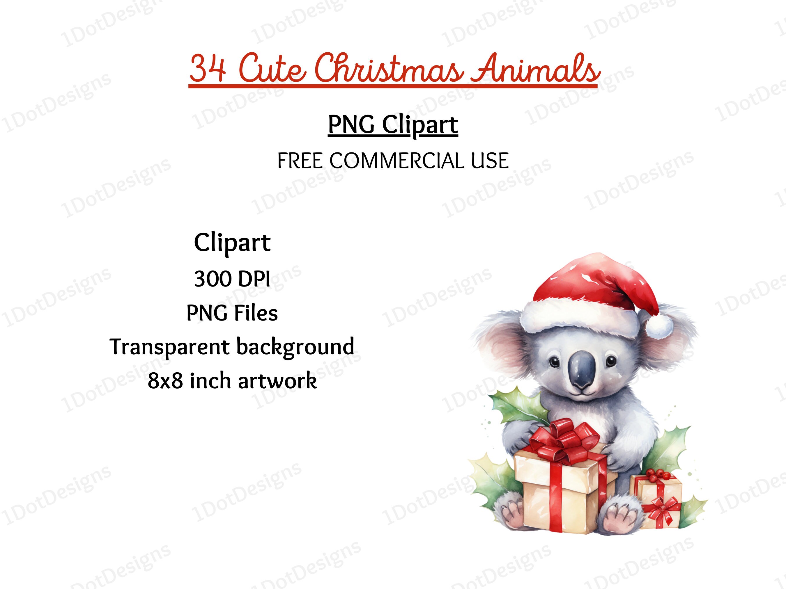 Christmas Animals Clipart Bundle, Christmas PNG, Christmas Clipart ...