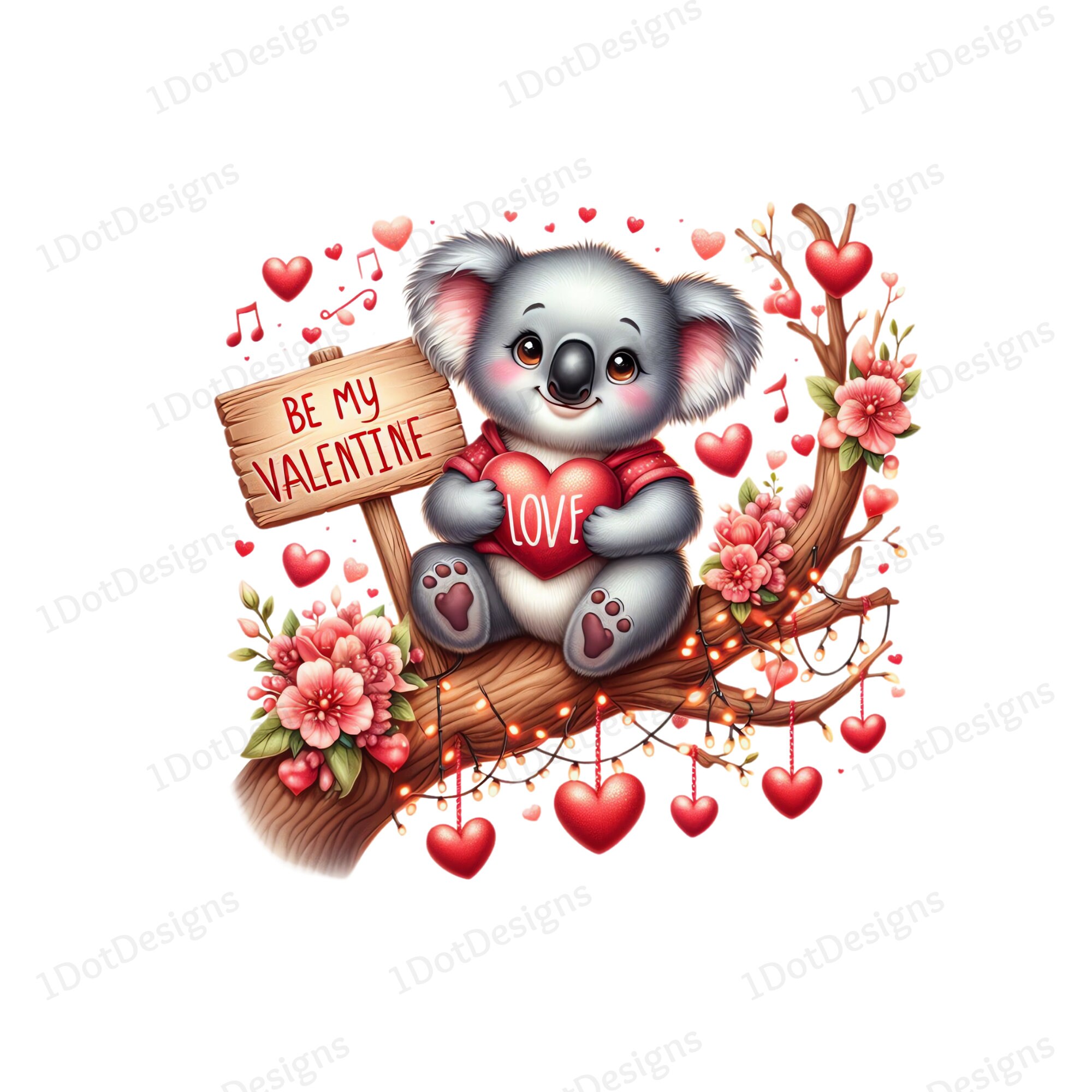 Valentine Koala Clipart Bundle, Valentines Day Clipart, Love Clipart ...