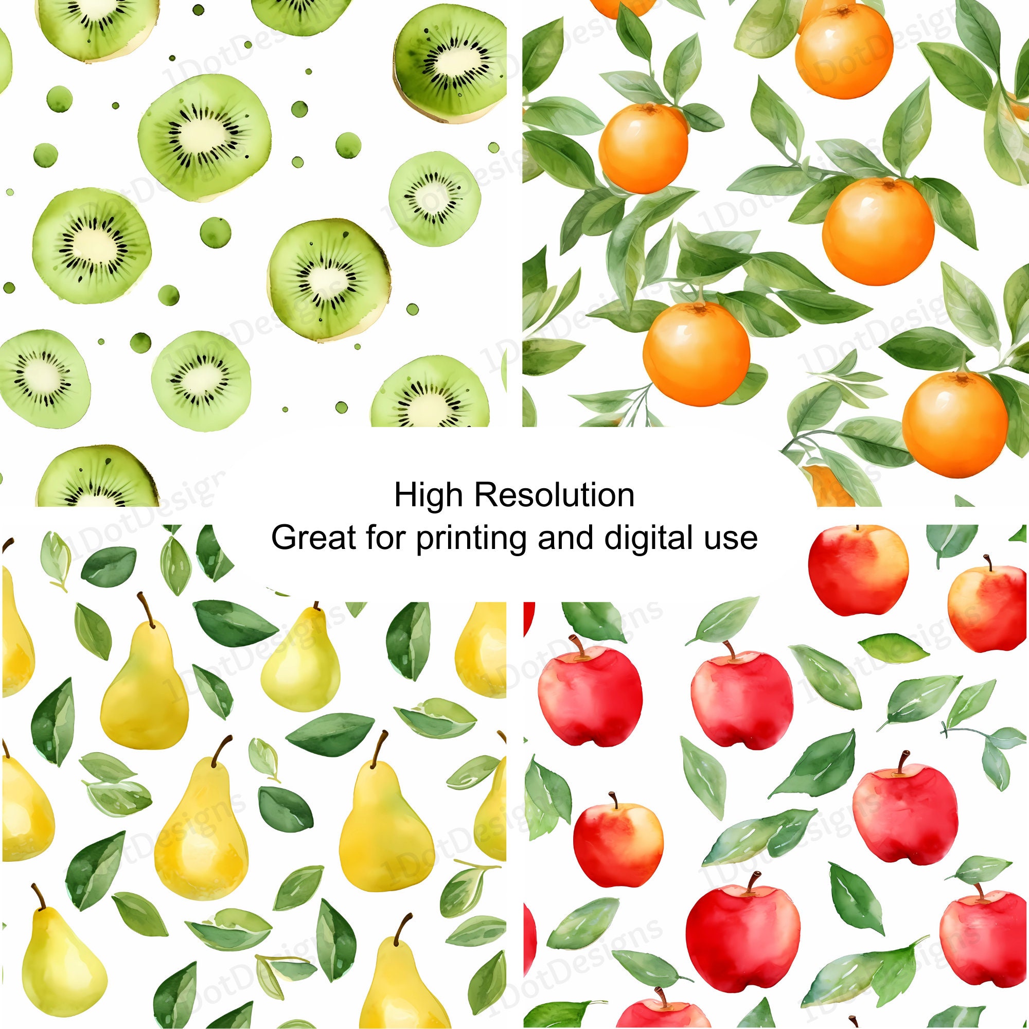 Summer Fruit Digital Paper, Seamless Pattern, Fruit Backdrop, Fruit ...