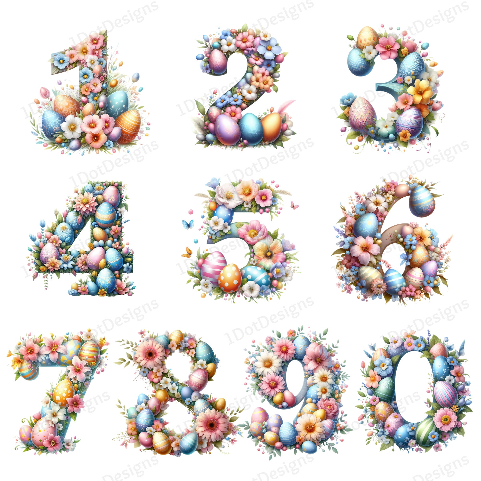 Easter Alphabet Clipart Bundle, Floral Easter Letters, PNG Graphics ...