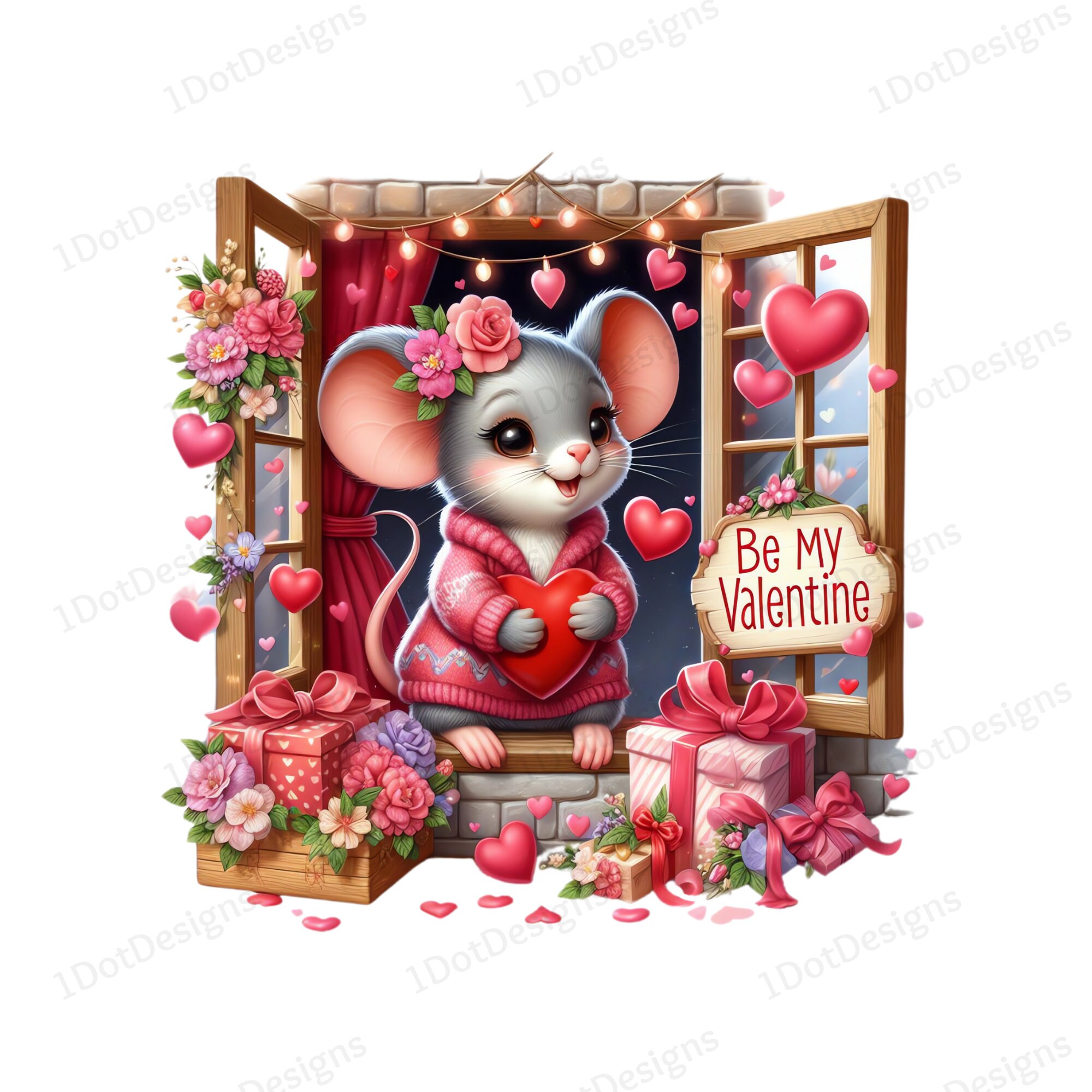 Valentine Mouse Clipart Bundle, Valentines Day Clipart, Love Clipart ...