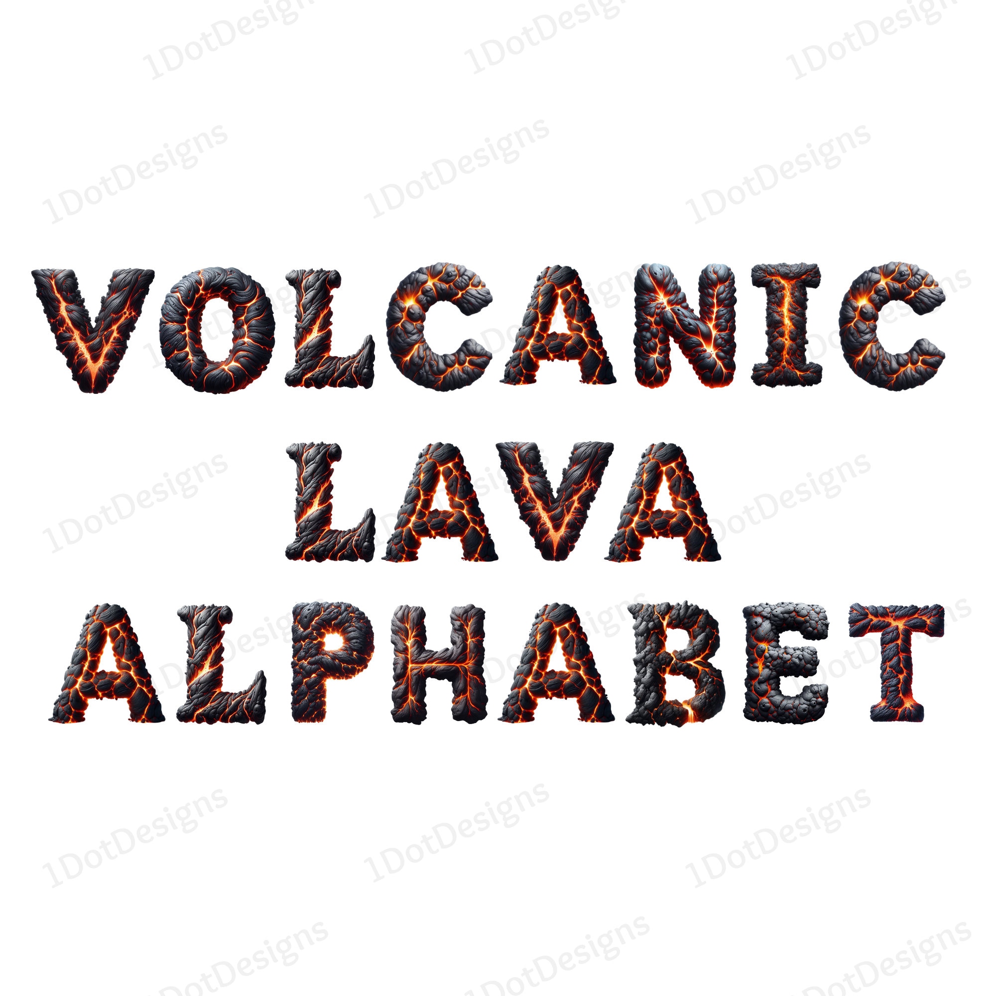 36 Lava Alphabet Clipart Bundle, Volcano PNG, Letters Clipart, Fire ...