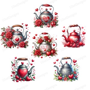 Love Kettle Clipart Bundle, Valentines Day Clipart, Valentines ...