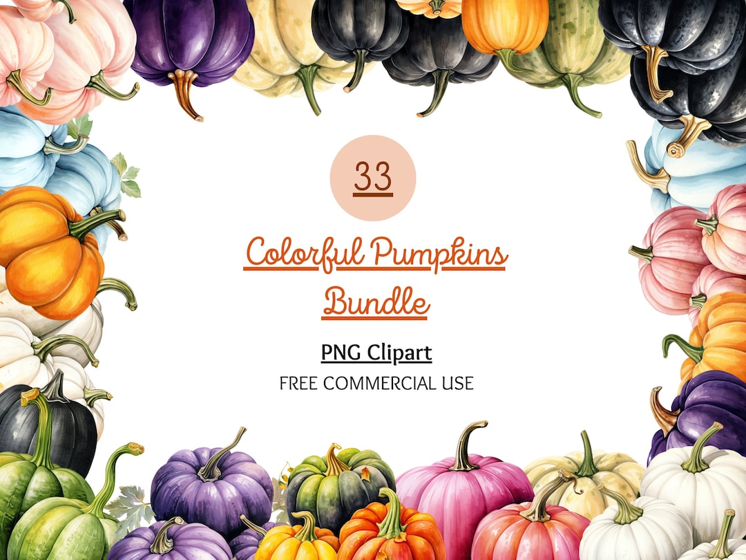 Colorful Pumpkins Clipart Bundle, Halloween PNG, Pumpkin Clipart ...