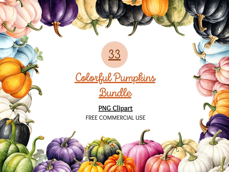 Colorful Pumpkins Clipart Bundle, Halloween PNG, Pumpkin Clipart ...