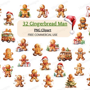 Gingerbread Man Clipart Bundle, Christmas PNG, Christmas Clipart ...
