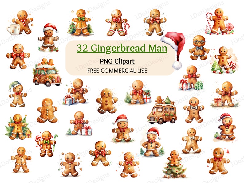 Gingerbread Man Clipart Bundle, Christmas PNG, Christmas Clipart ...