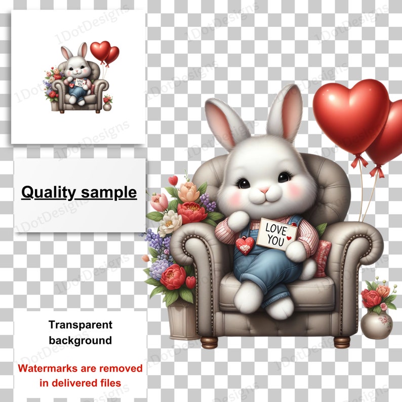 Love Bunny Clipart Bundle, Valentines Day Clipart, Love Clipart, Bunny ...