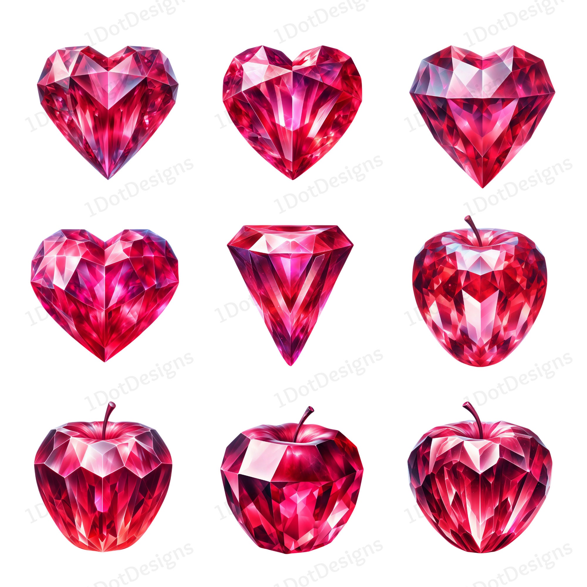 Ruby Decorations Clipart Bundle, Ruby PNG, Crystals Clipart, Ruby ...