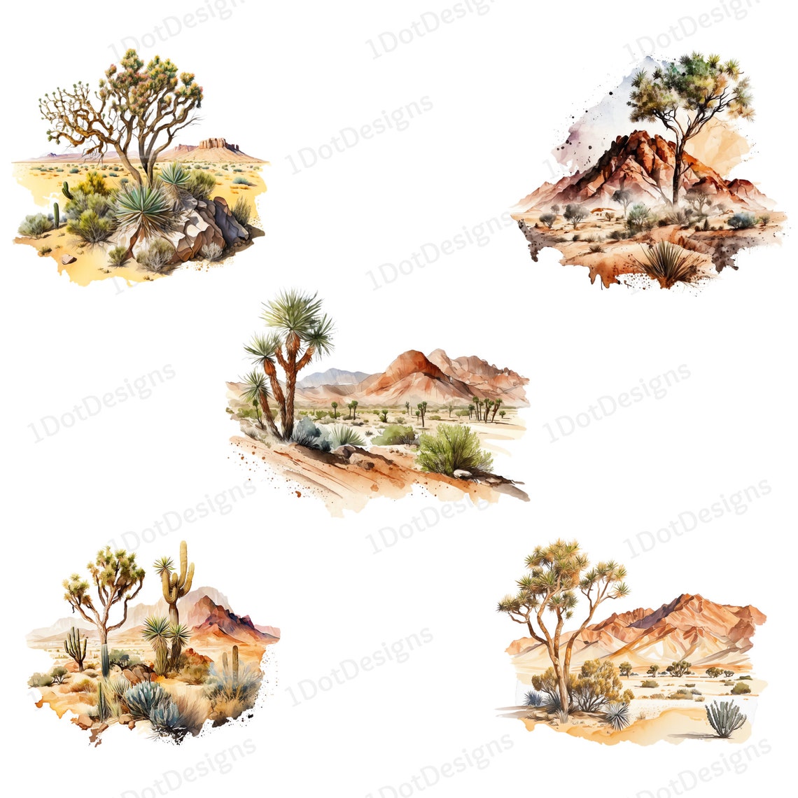 Desert Mountains Clipart Bundle, Desert PNG, Watercolor Clipart ...