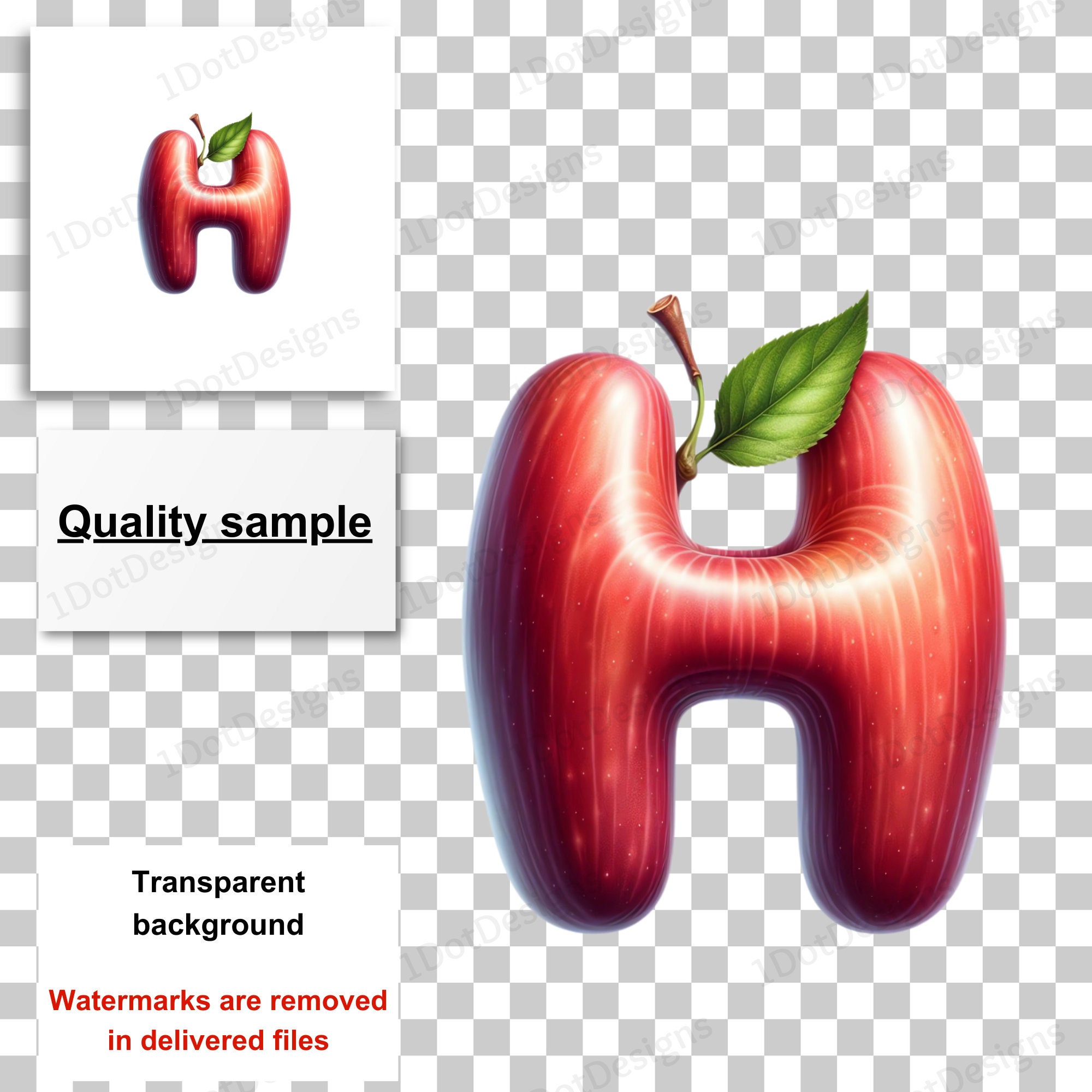 36 Apple Alphabet Clipart Bundle, Apple PNG, Letters Clipart, Fancy ...