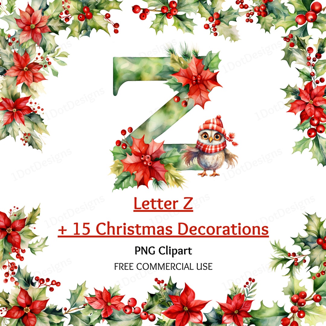Christmas Letter Z Clipart Bundle, Christmas PNG, Christmas Clipart ...