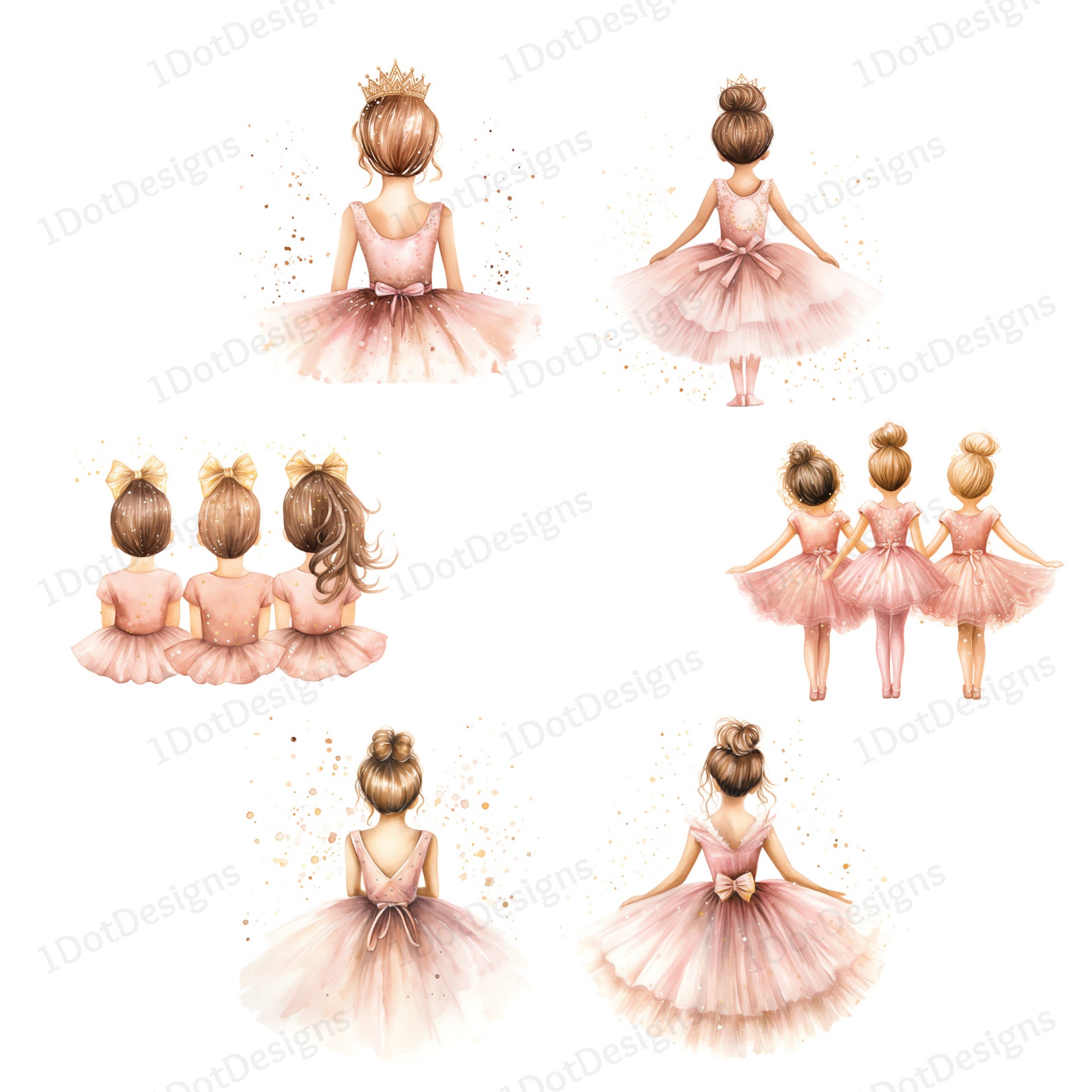 Golden Pink Ballerina Clipart Bundle, Swan Lake Clipart, Ballerina PNG ...