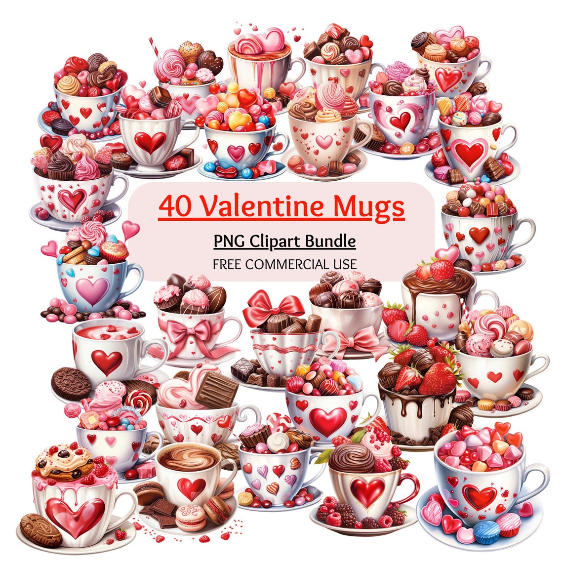 Valentine Sweets Mug Clipart Bundle Sweets Clipart - Etsy