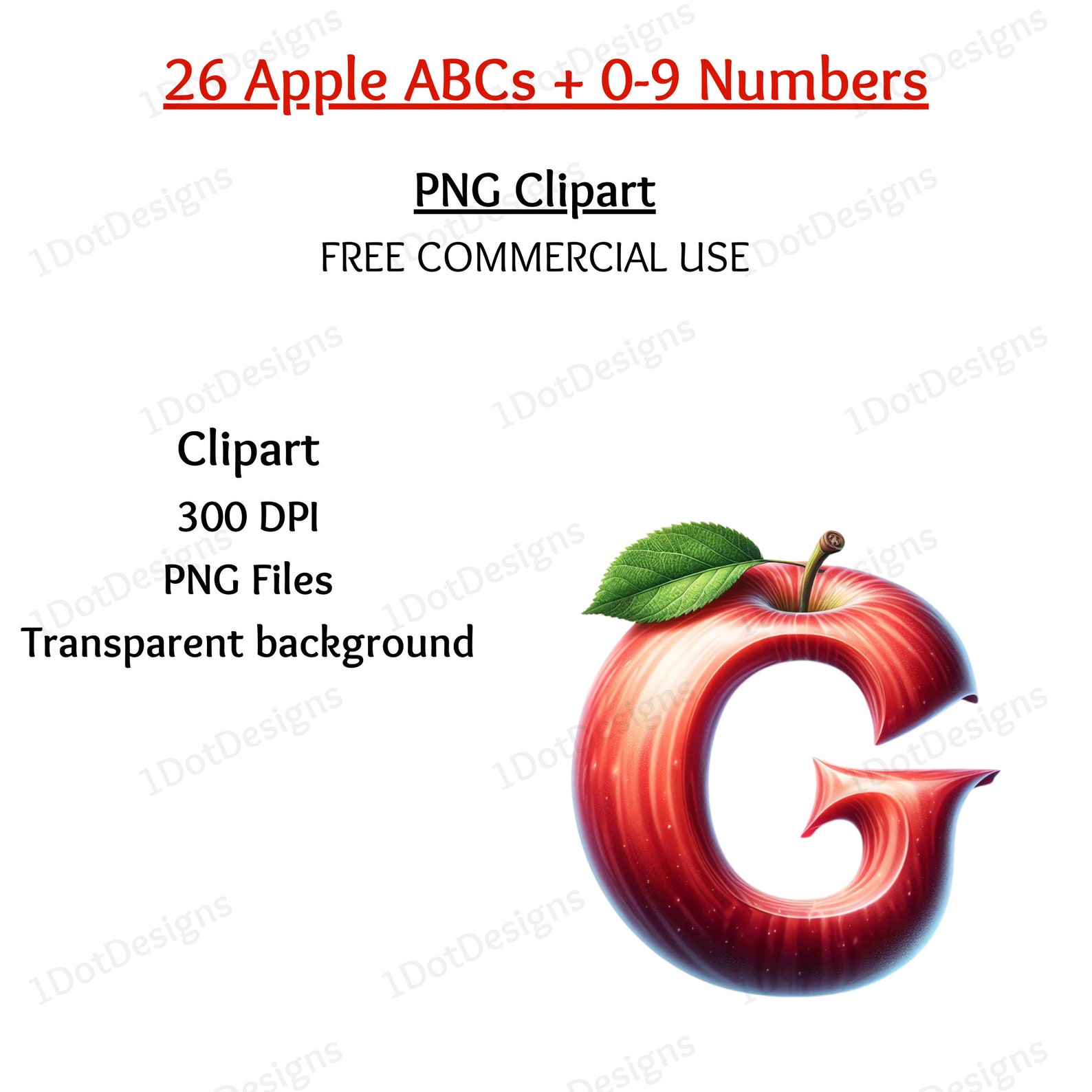 36 Apple Alphabet Clipart Bundle, Apple PNG, Letters Clipart, Fancy ...
