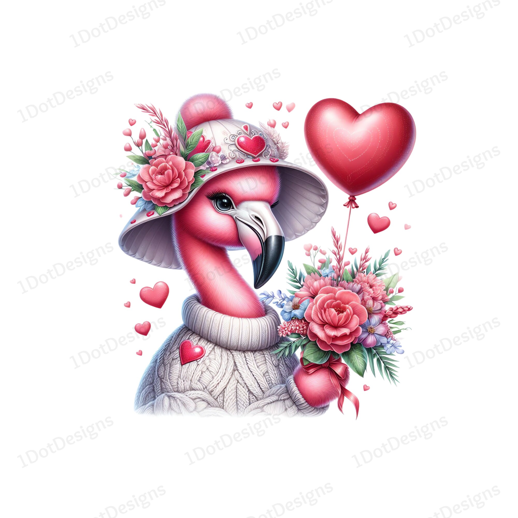 Valentines Flamingo Clipart Bundle, Valentines Day Clipart, Flamingo ...