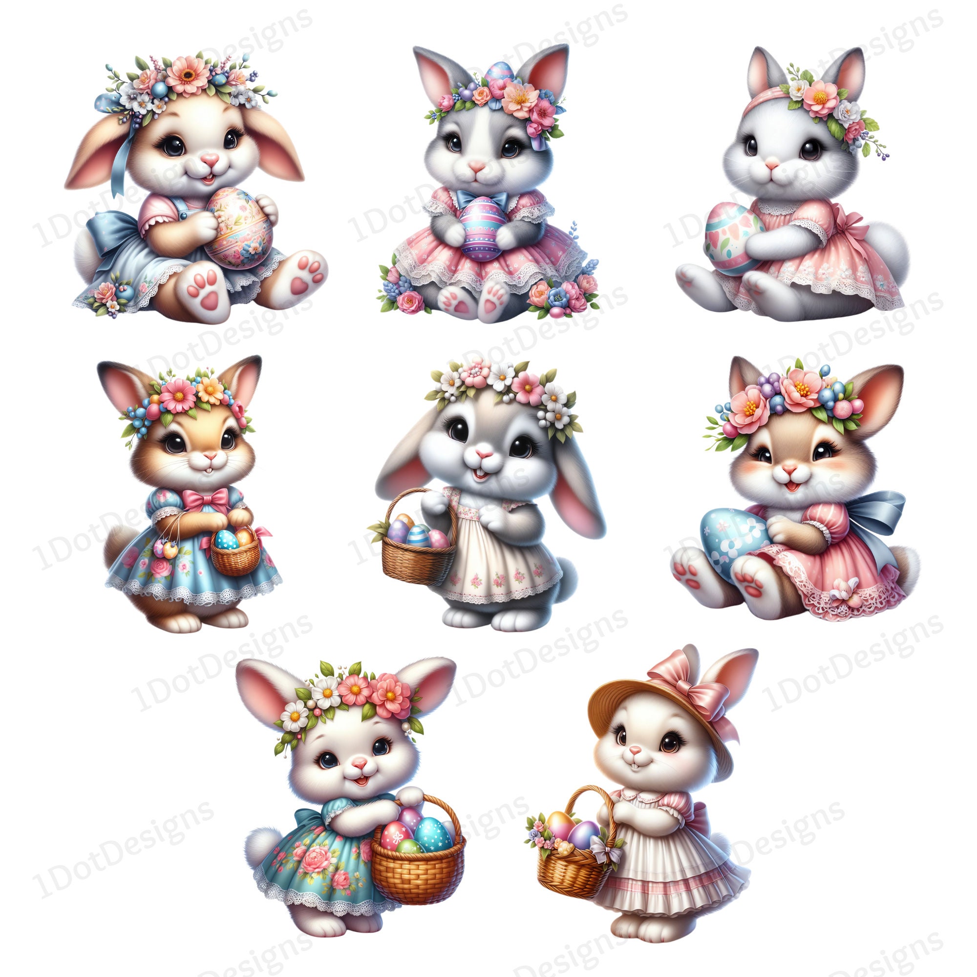 Easter Bunny Clipart Bundle, Easter Clipart, Bunny Sublimation, Baby ...