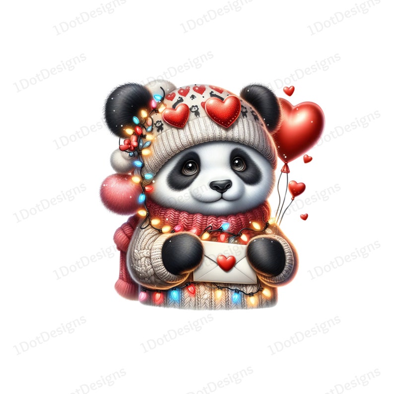 Valentines Panda Clipart Bundle, Valentines Clipart, Panda Png ...