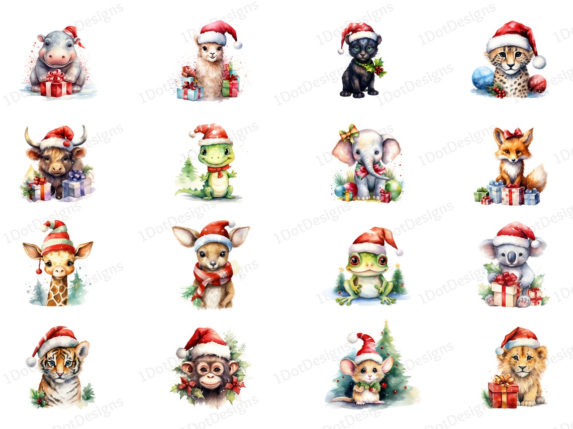 Christmas Safari Clipart Bundle, Christmas PNG, Christmas Clipart ...