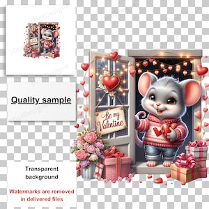 Valentine Mouse Clipart Bundle, Valentines Day Clipart, Love Clipart ...