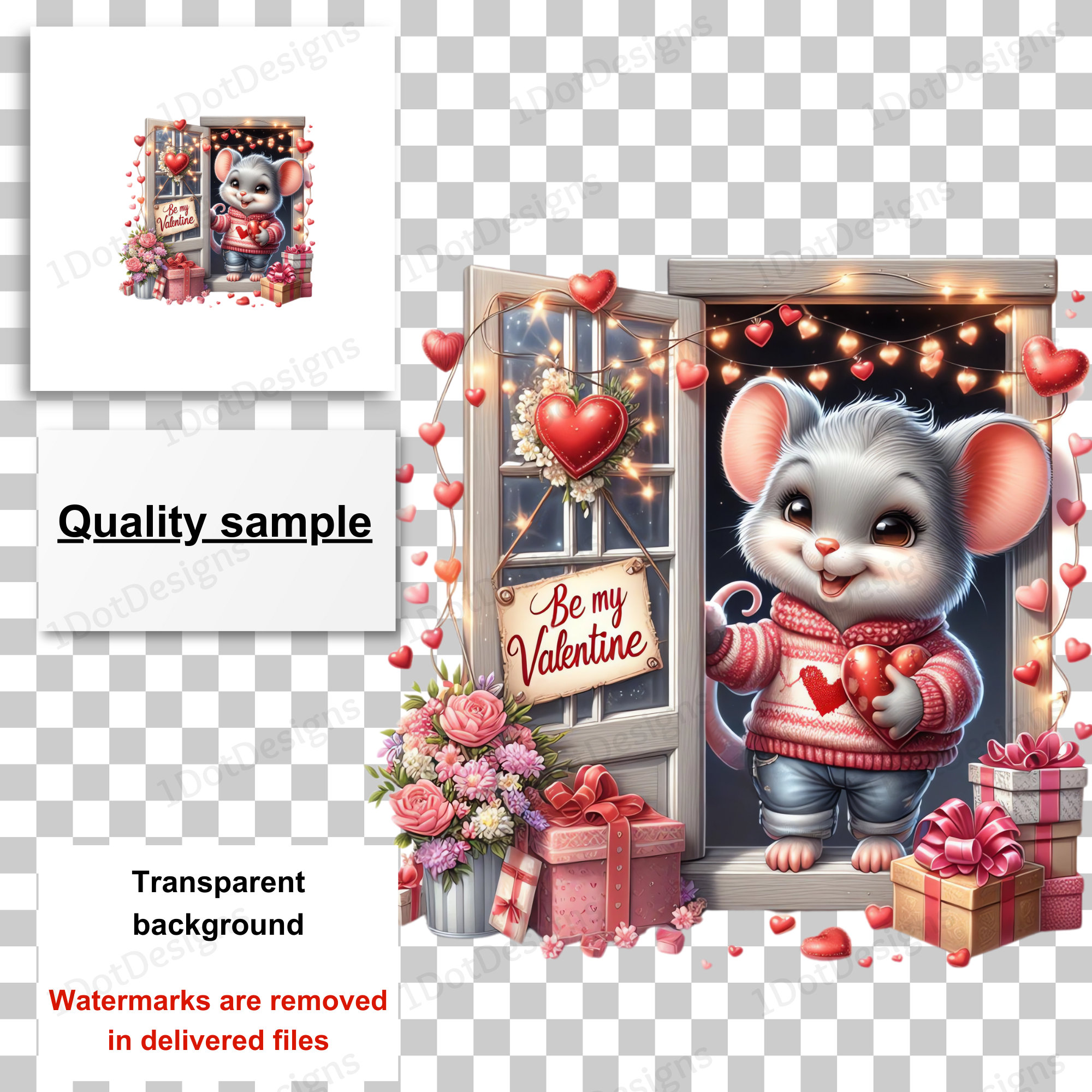 Valentine Mouse Clipart Bundle, Valentines Day Clipart, Love Clipart ...