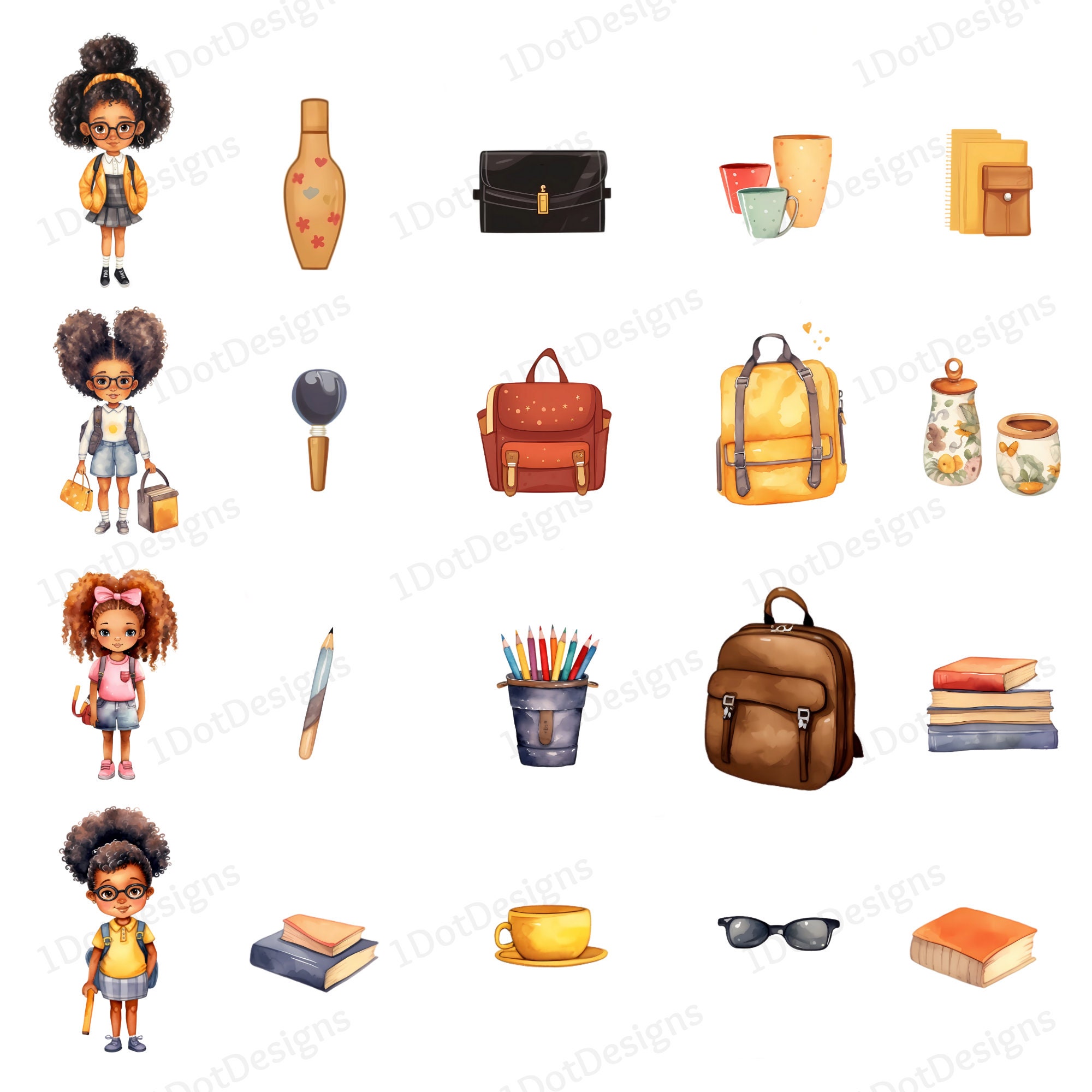 Back to School Clipart Bundle, School PNG, Watercolor Clipart, Back to ...