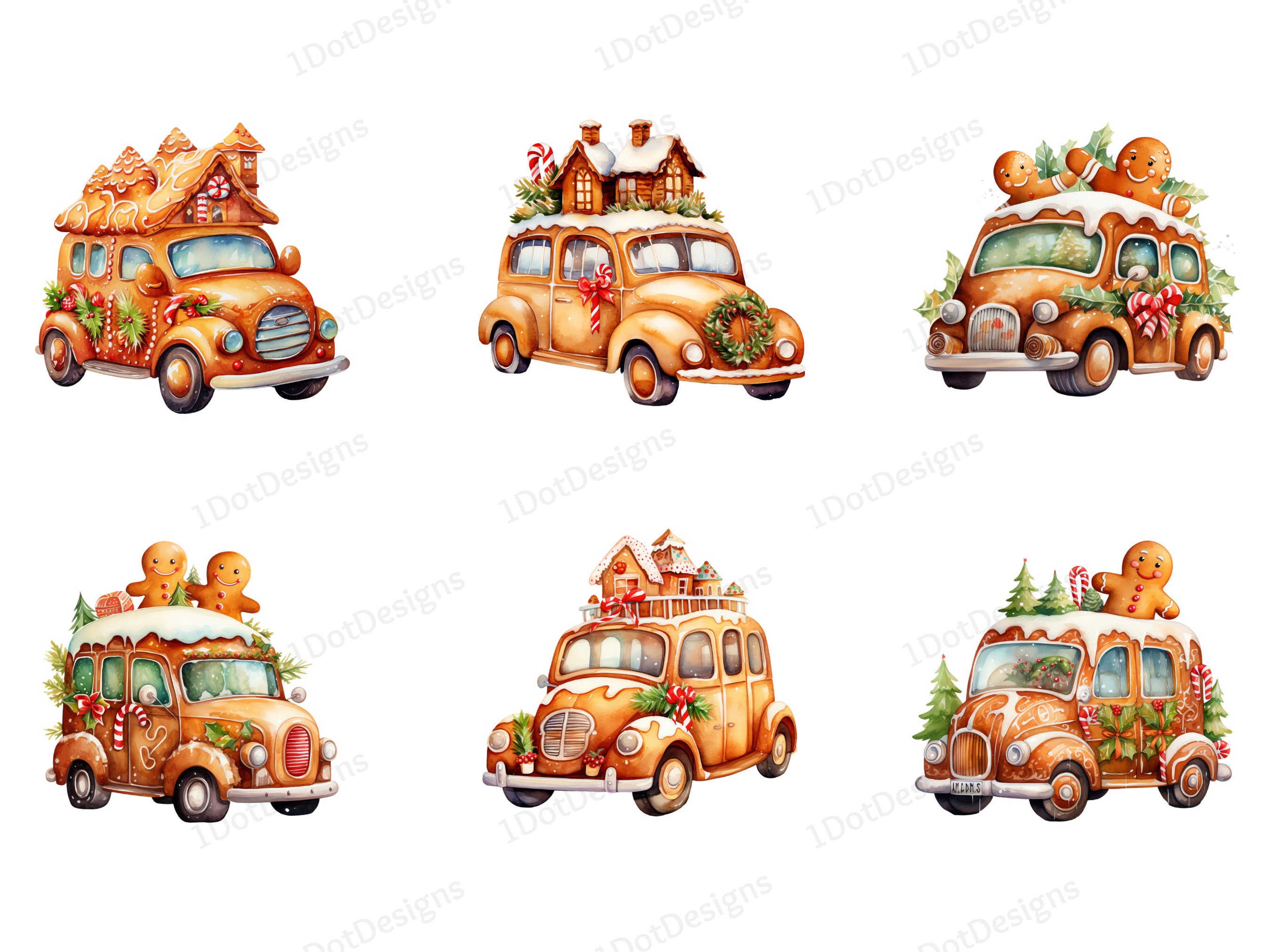 Gingerbread Cars Clipart Bundle, Christmas PNG, Christmas Clipart ...