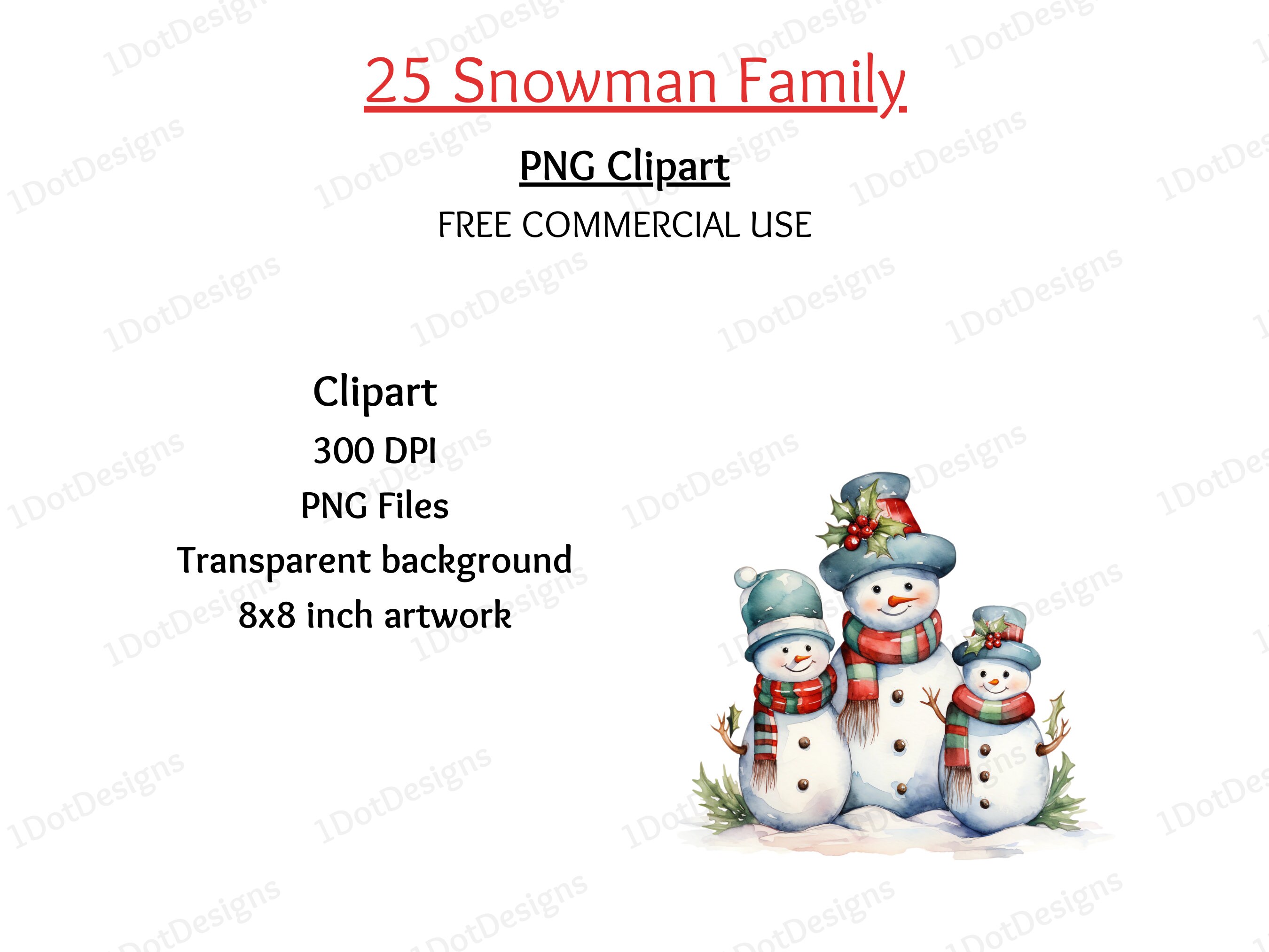 Snowman Family Clipart Bundle, Christmas PNG, Christmas Clipart ...