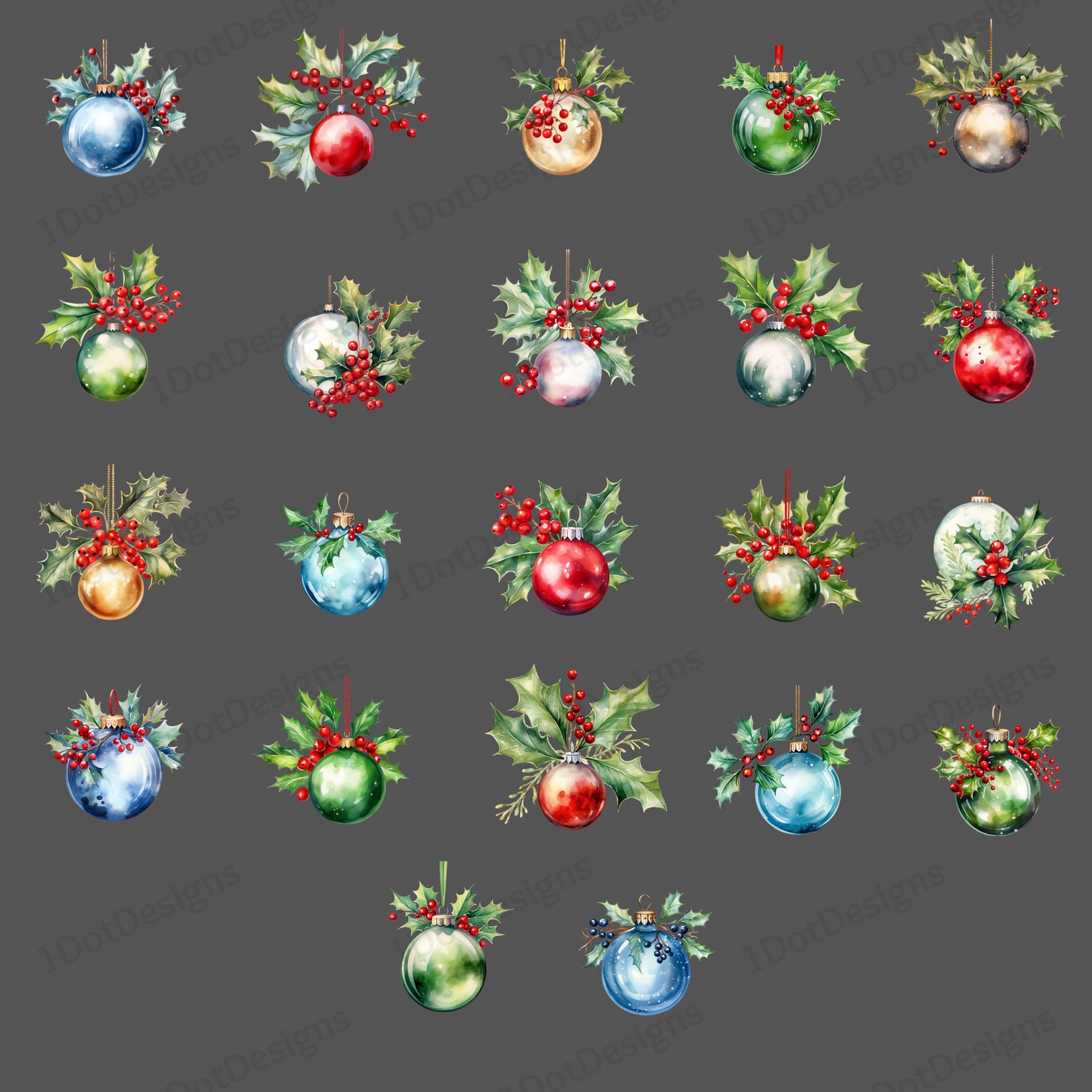 Christmas Baubles Clipart Bundle, Christmas PNG, Christmas Clipart ...