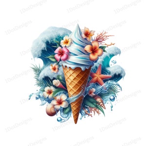 Beach Ice Cream Clipart Bundle, Summer PNG, Travel Clipart, Ice Cream ...