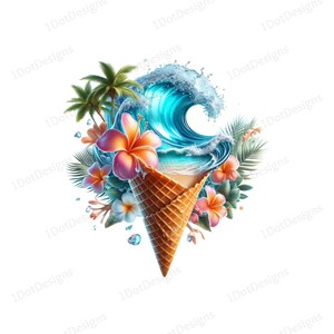 Beach Ice Cream Clipart Bundle, Summer PNG, Travel Clipart, Ice Cream ...