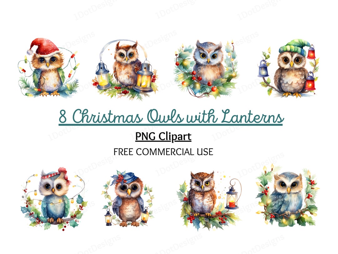 Christmas Owls Clipart Bundle, Christmas PNG, Christmas Clipart, Owl ...