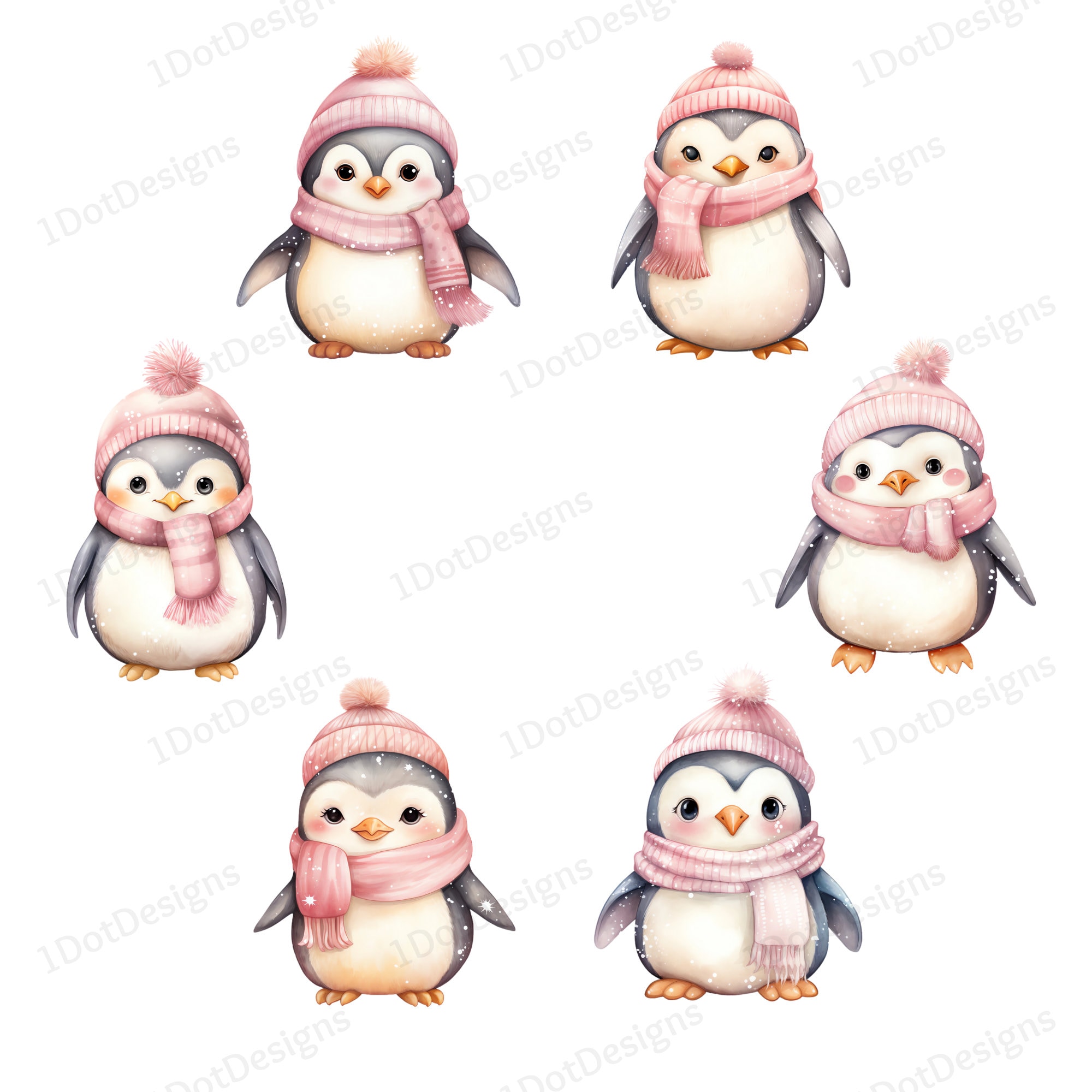 Pink Penguin Clipart Bundle, Christmas PNG, Christmas Clipart, Baby ...