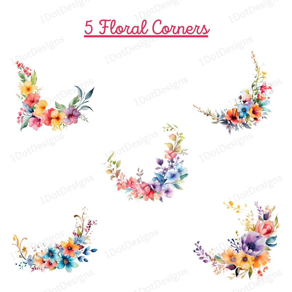 Floral Frames Clipart Bundle Summer Floral PNG Watercolor - Etsy