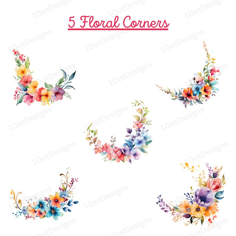 Floral Frames Clipart Bundle Summer Floral PNG Watercolor - Etsy