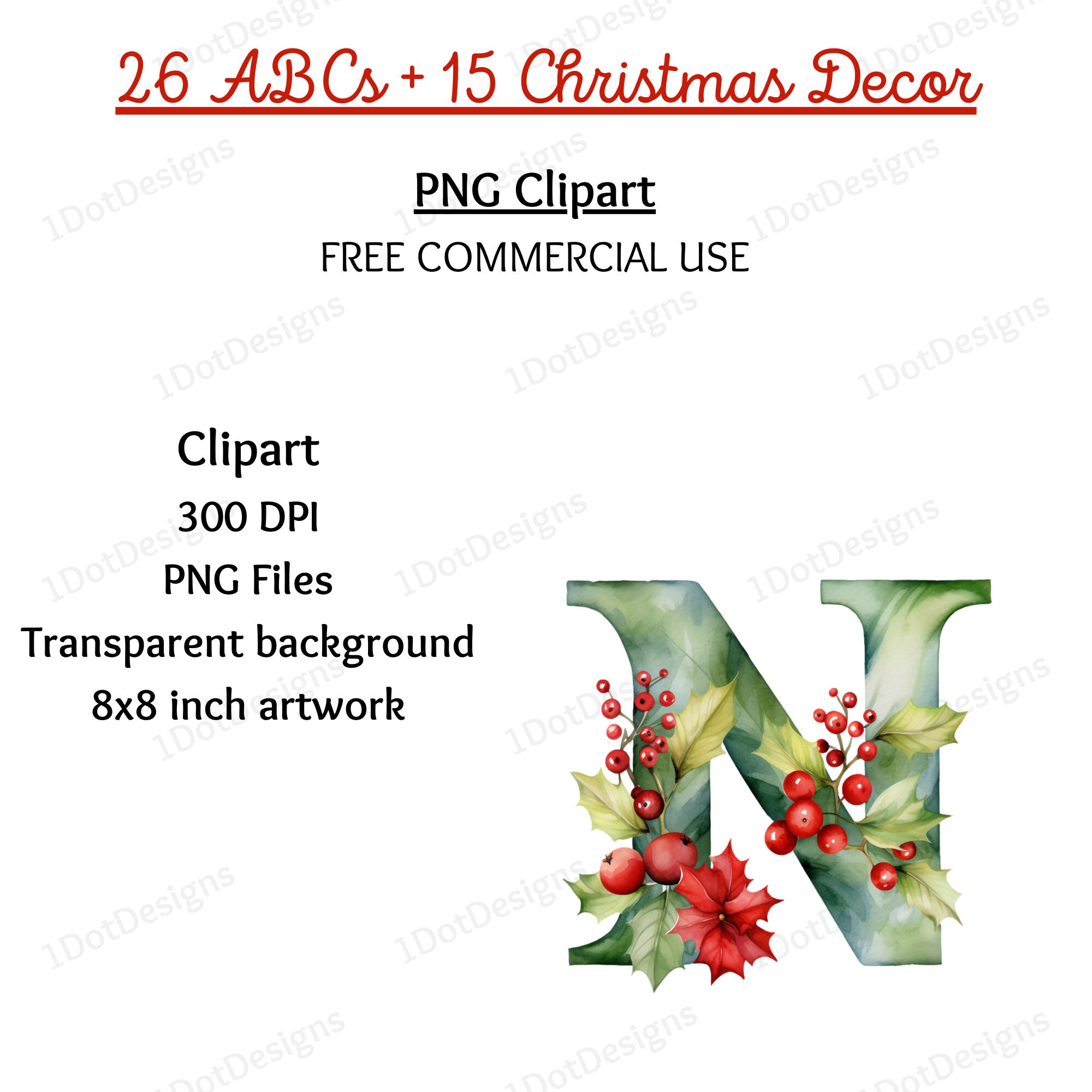 41 Christmas Alphabet Clipart Bundle, Christmas PNG, Christmas Clipart ...