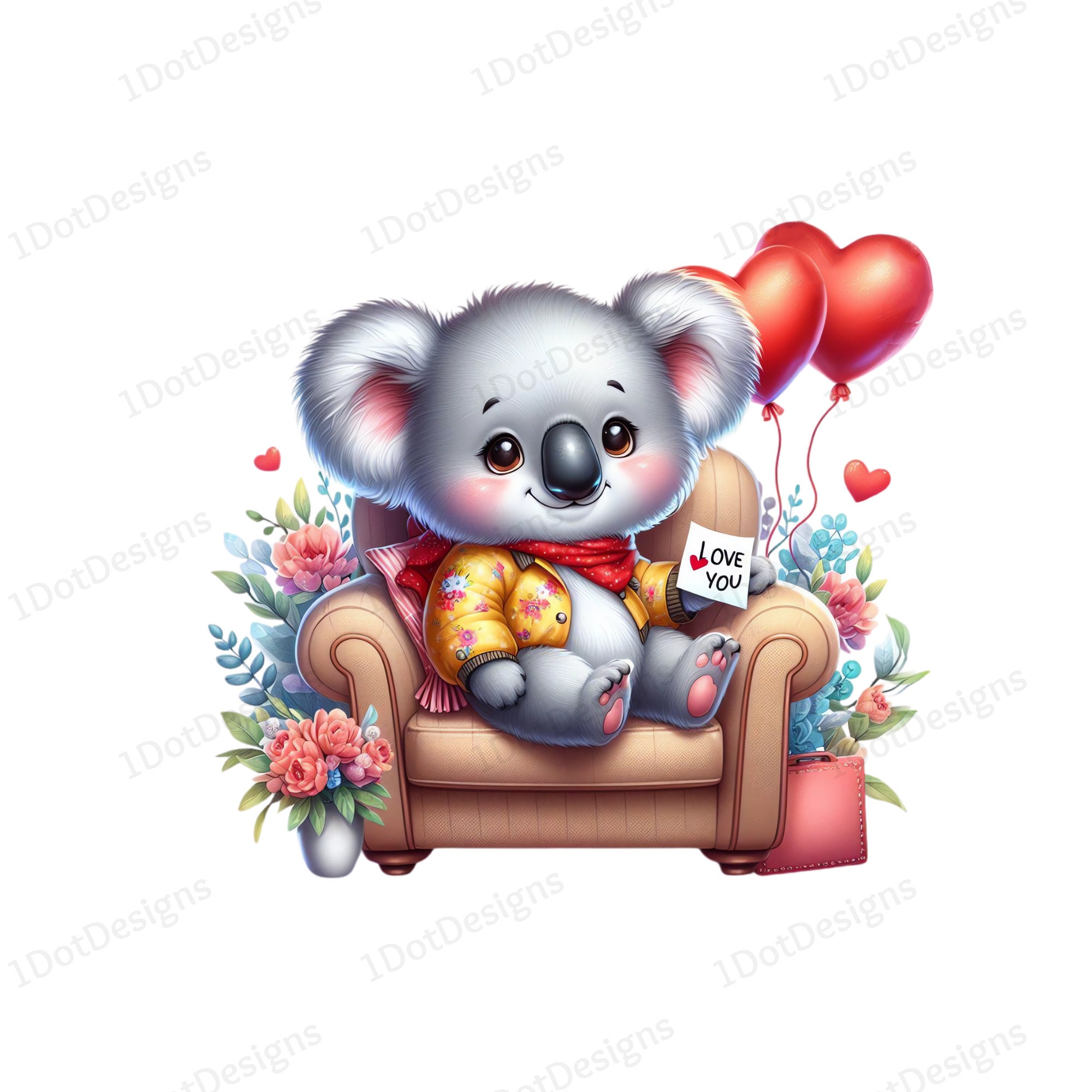 Valentine Koala Clipart Bundle, Valentines Day Clipart, Love Clipart ...