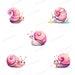 Cute Pink Snail Clipart Bundle, Nursery PNG, Pink Botanical Clipart ...