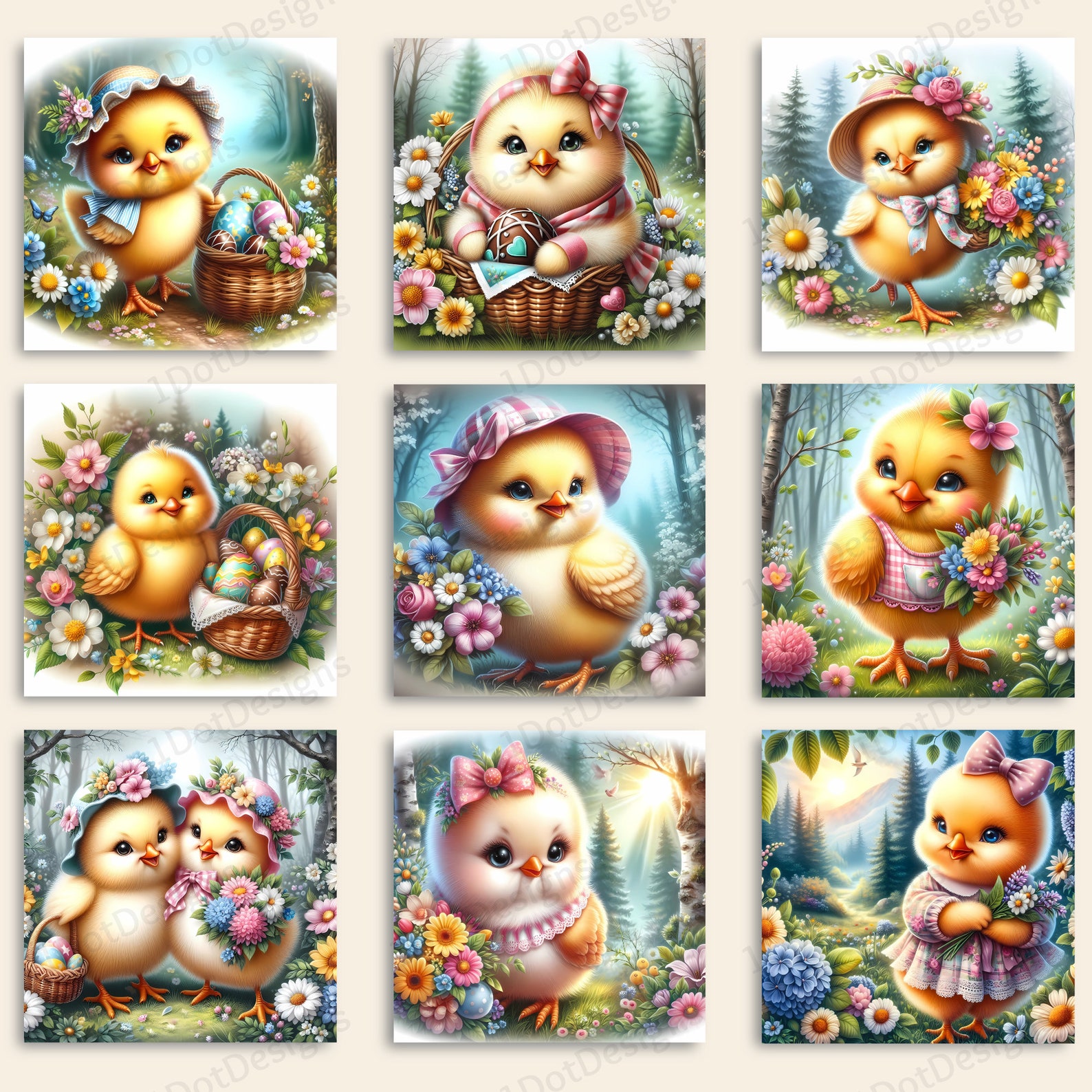 Easter Chick Digital Paper 18 Jpegs, Easter Papers, Easter Backdrop, Spring Chick, Easter Chick ...